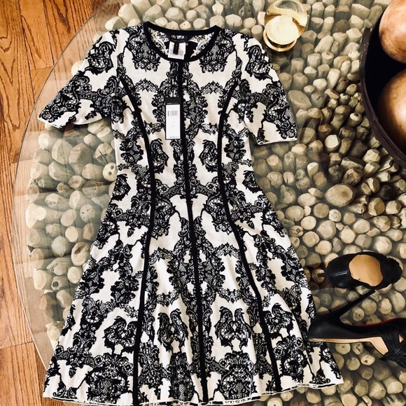 BCBGMaxAzria | Dresses | Bcbgmaxazaria Thanda Lace Jacquard Aline Dress ...